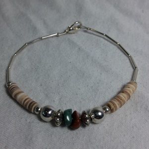 Jewelry | Vintage Silver Beaded Turquoise And Shell Bracelet | Poshmark